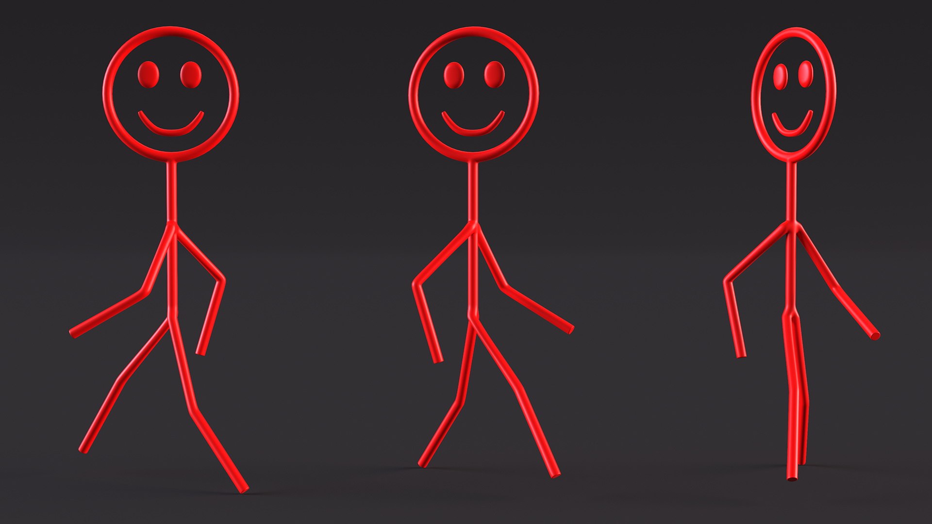 3D Walking Figure Stickman Red - TurboSquid 2079990