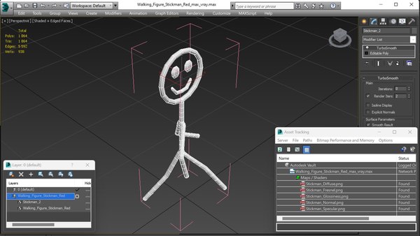 modelo 3d Figura Caminante Stickman Rojo - TurboSquid 2079990
