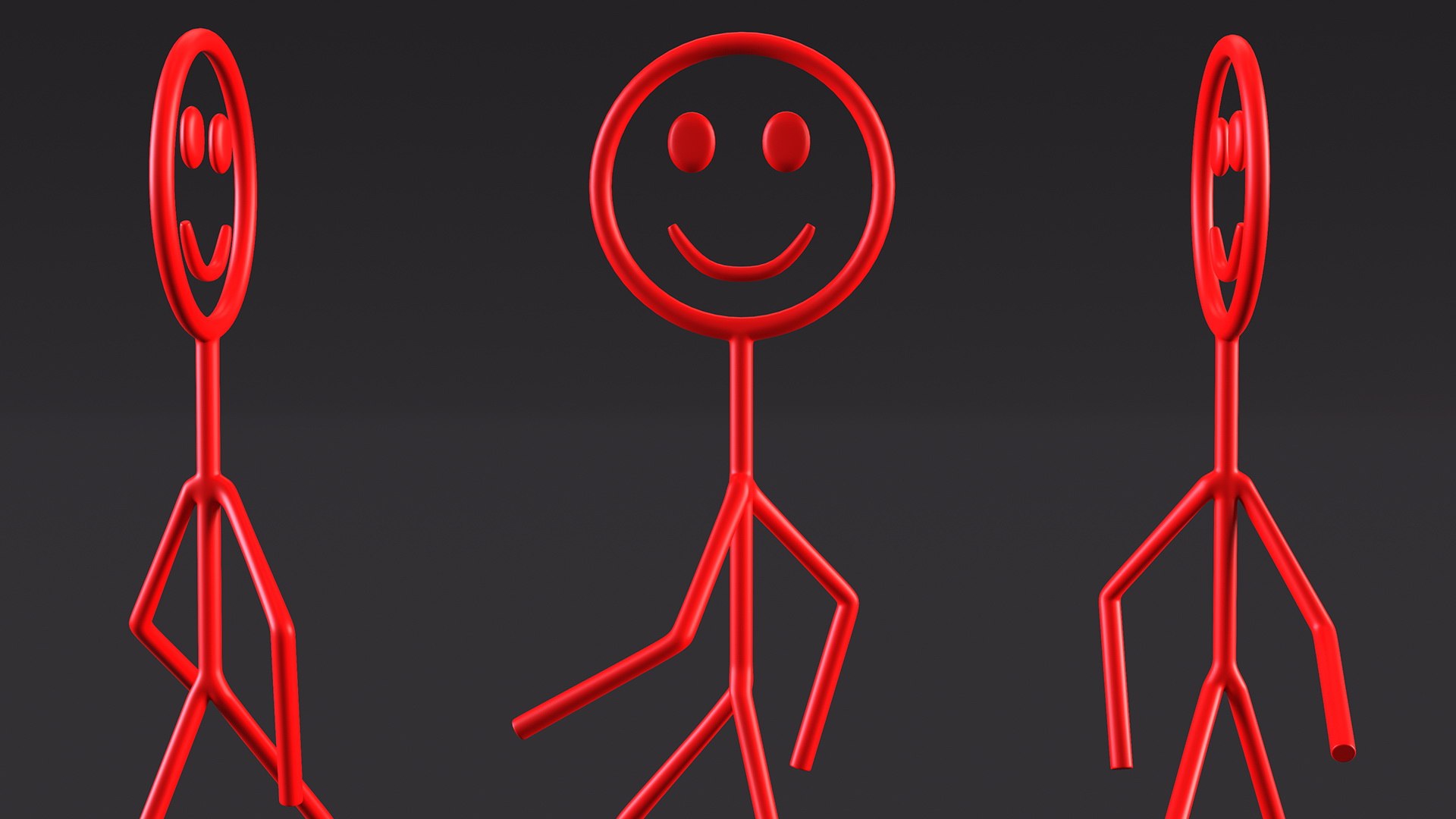 3D Walking Figure Stickman Red - TurboSquid 2079990