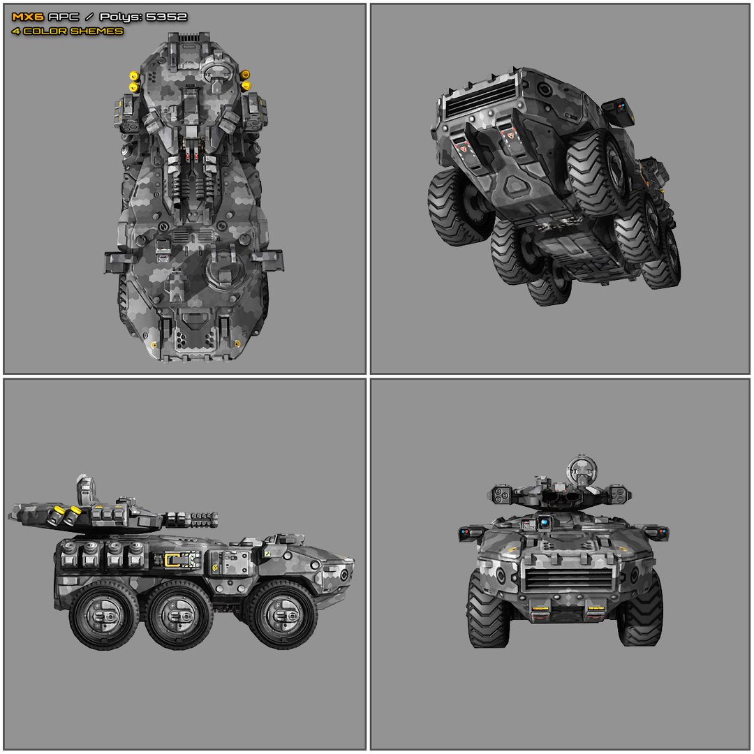 Scifi Apc 6x6 Mx6 3D Model - TurboSquid 1274415