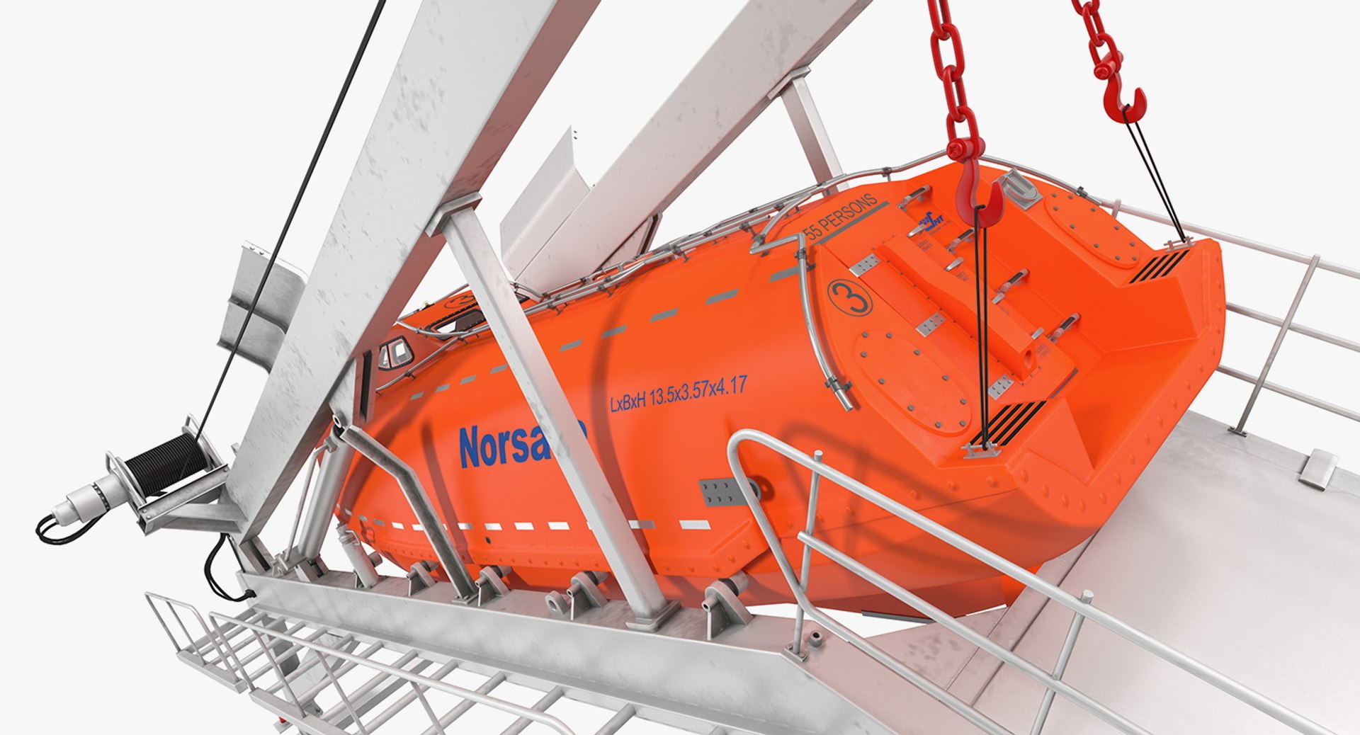 Freefall lifeboat launching mechanism model - TurboSquid 1366948