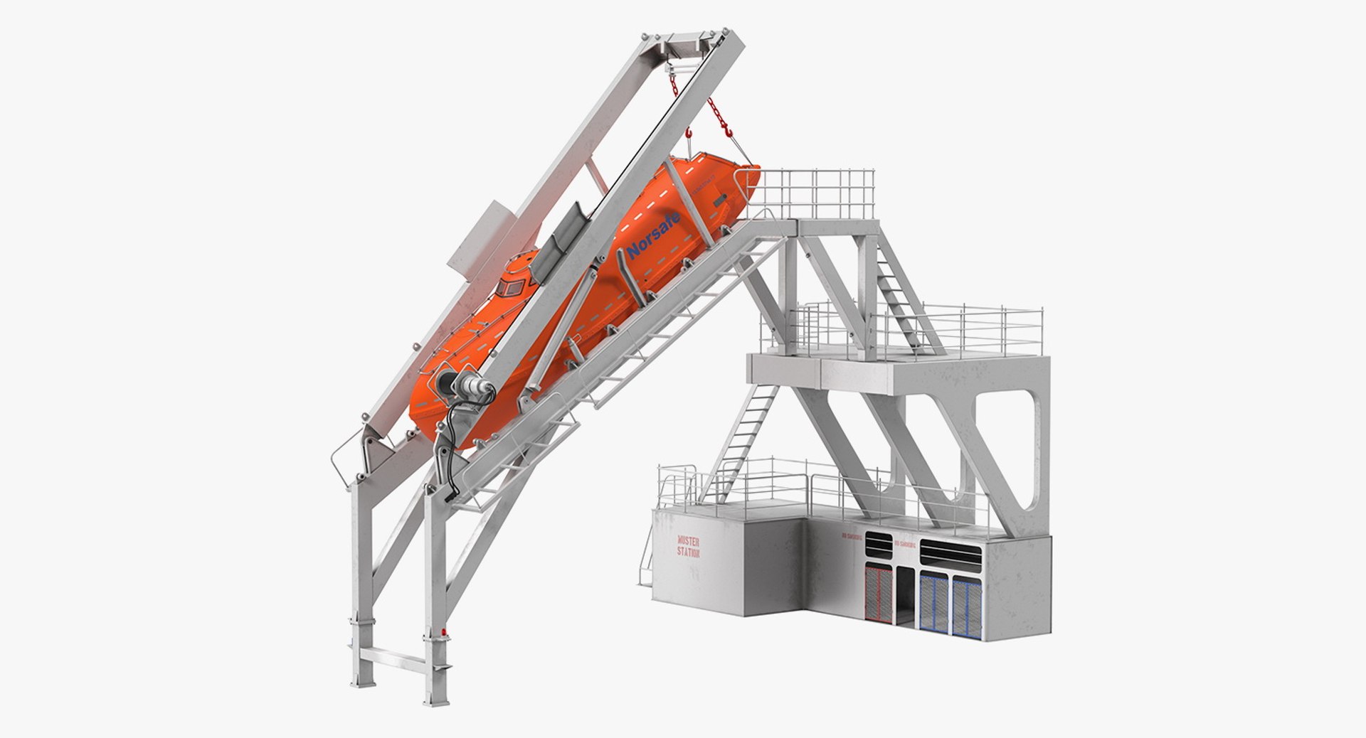 Freefall Lifeboat Launching Mechanism Model - TurboSquid 1366948
