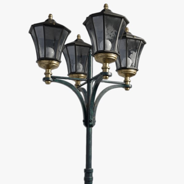 3D Standart Street Lamp with quad stand - TurboSquid 1945417