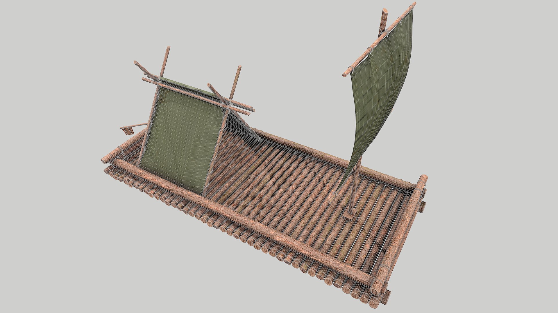 Wooden Raft V1 With PBR 4K 8K 3D Model - TurboSquid 1729345