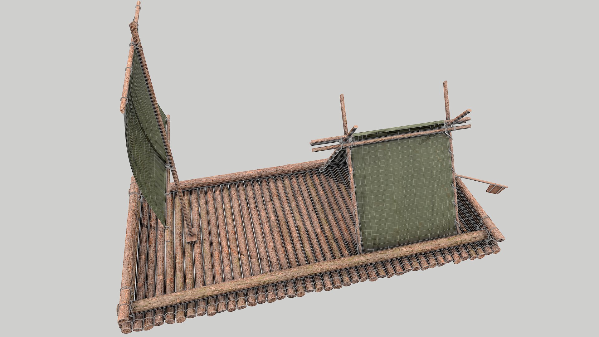 Wooden Raft V1 With PBR 4K 8K 3D Model - TurboSquid 1729345