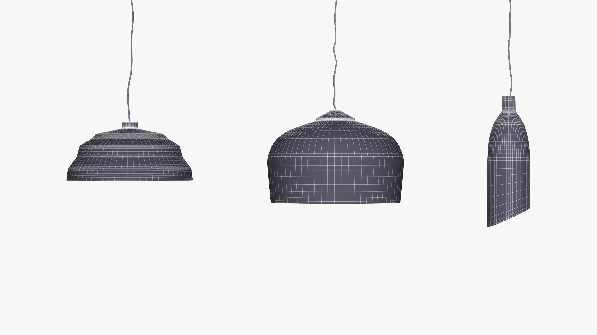 Industrial set aluminium hanging lamp model - TurboSquid 1428558