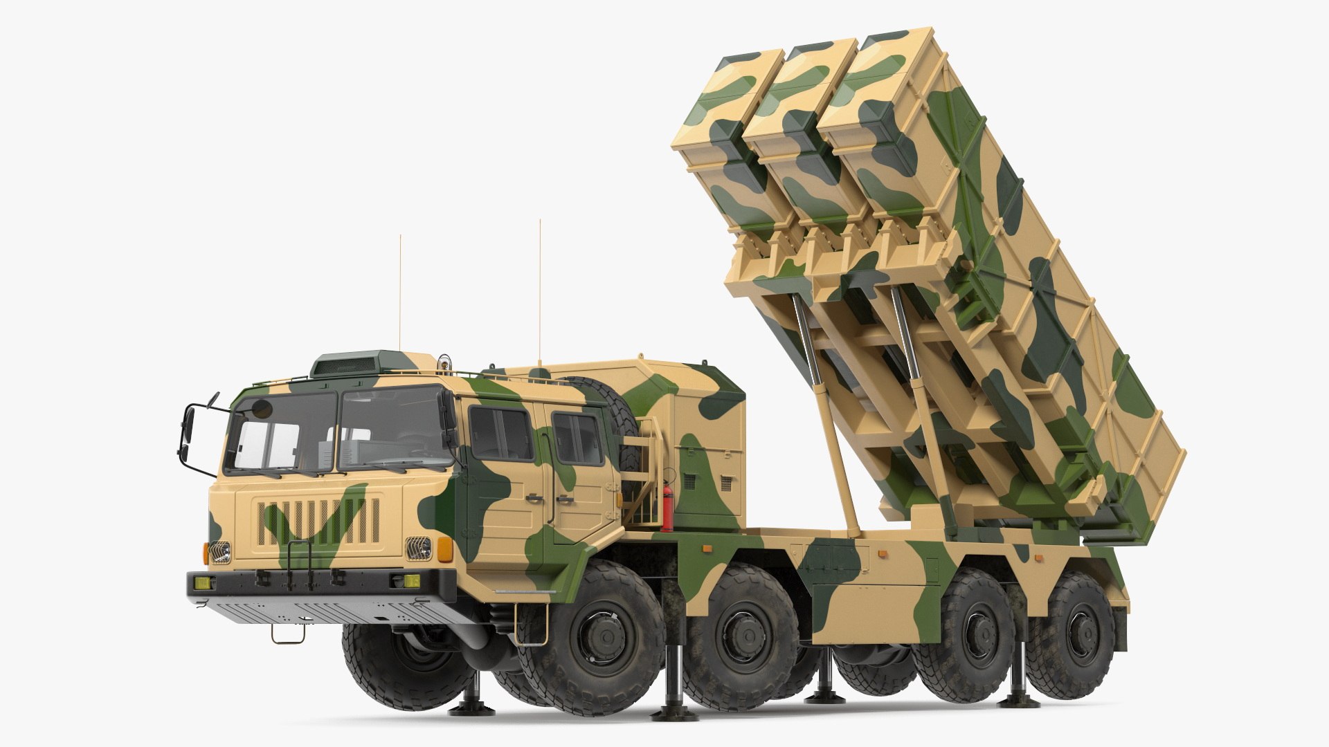 Chinese MLRS WS-2D Sand Camouflage in Battle Position model ...