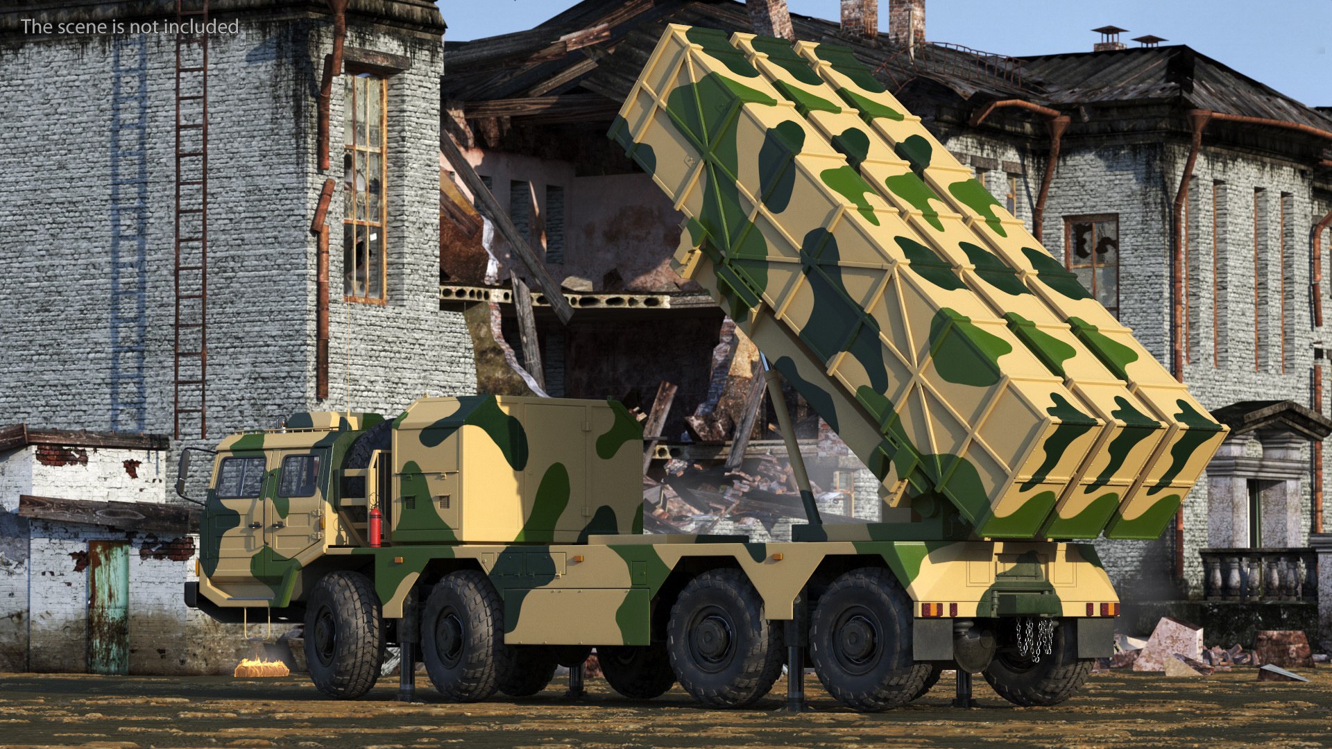 Chinese MLRS WS-2D Sand Camouflage in Battle Position model ...