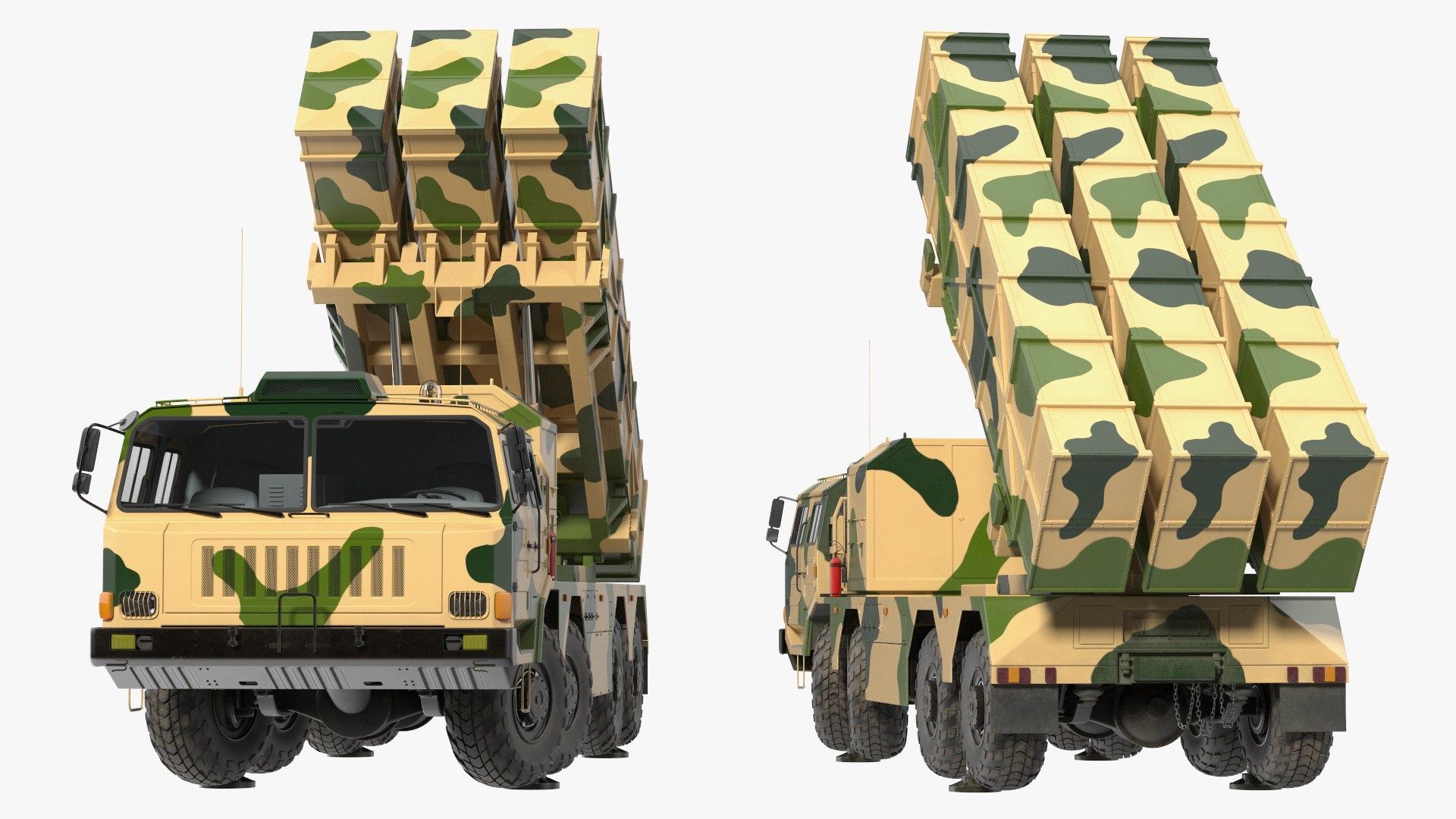 Chinese MLRS WS-2D Sand Camouflage in Battle Position model ...