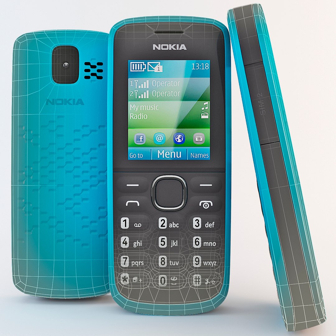 3d Model Blue Nokia 110 Cellphone