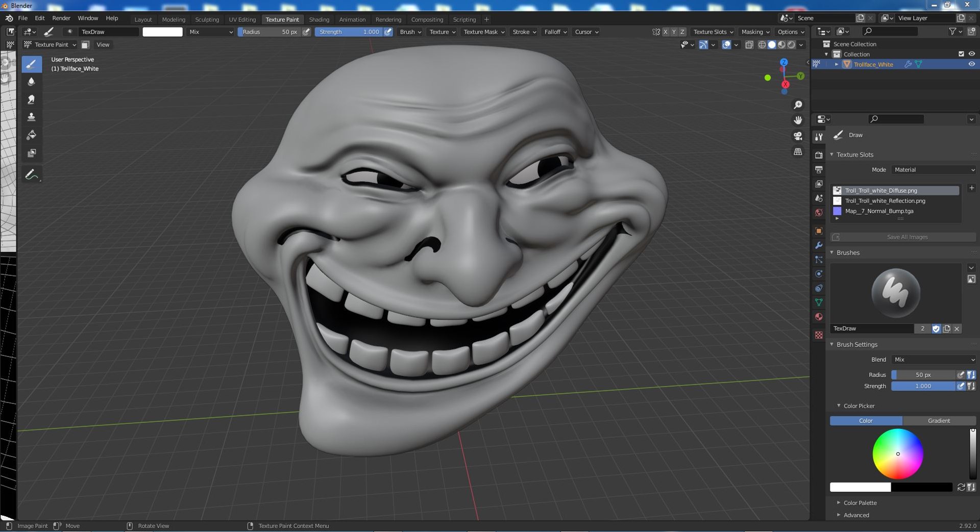 3D Trollface White - TurboSquid 1832879