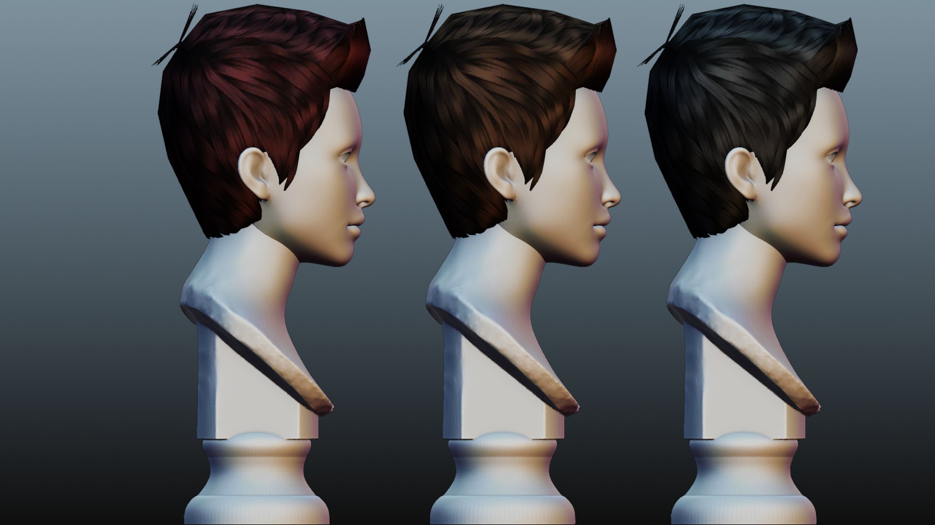 3D Male Hair Low Poly 3 Color - TurboSquid 2129373