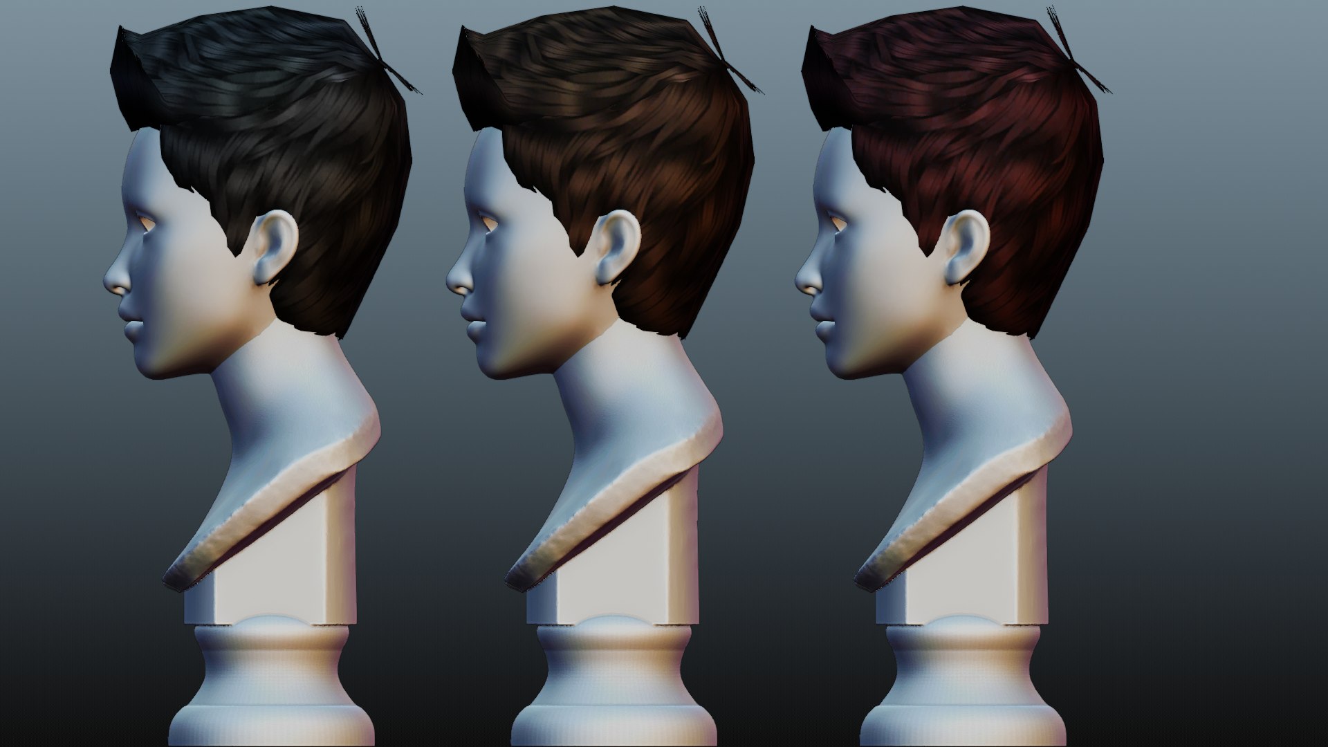 3D Male Hair Low Poly 3 Color - TurboSquid 2129373