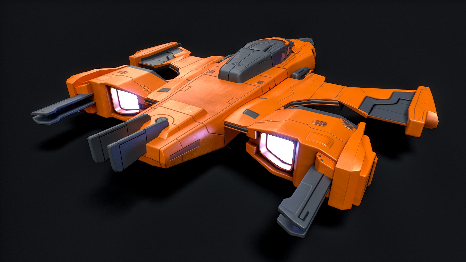 3D Orange Fighter Spaceship Model - TurboSquid 2457113
