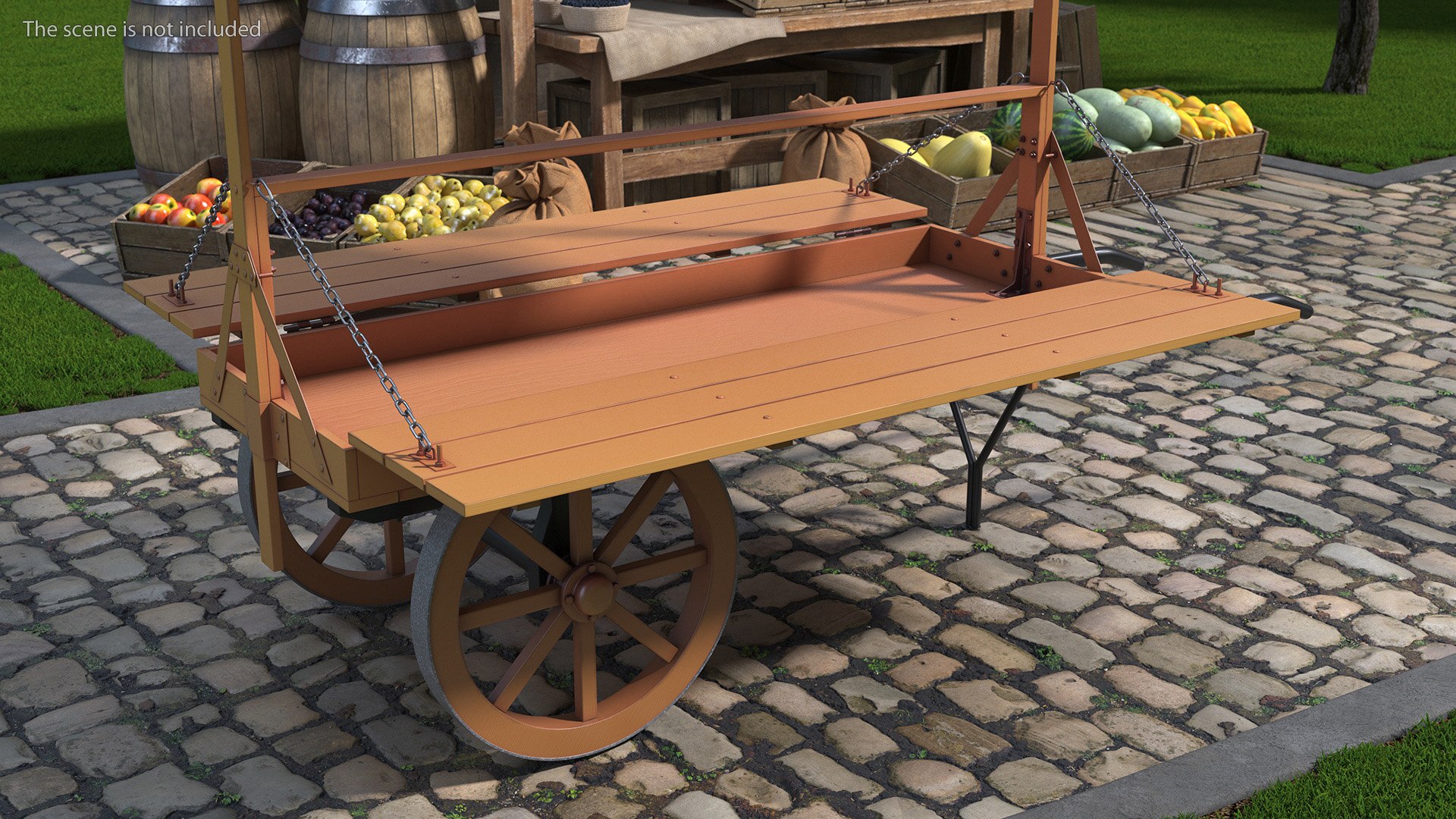 3D Medieval Market Cart With Awning - TurboSquid 2256257