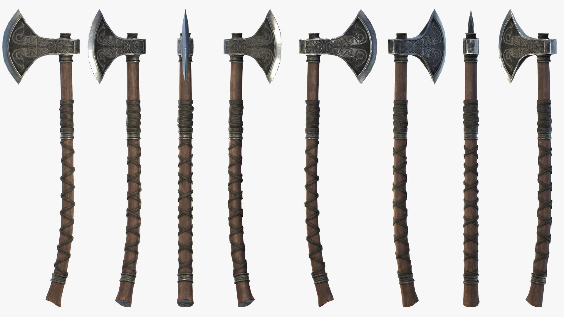 3D Fantasy Axe RPG Danish Dane English Long Hafted Axe Viking Ax Battle ...