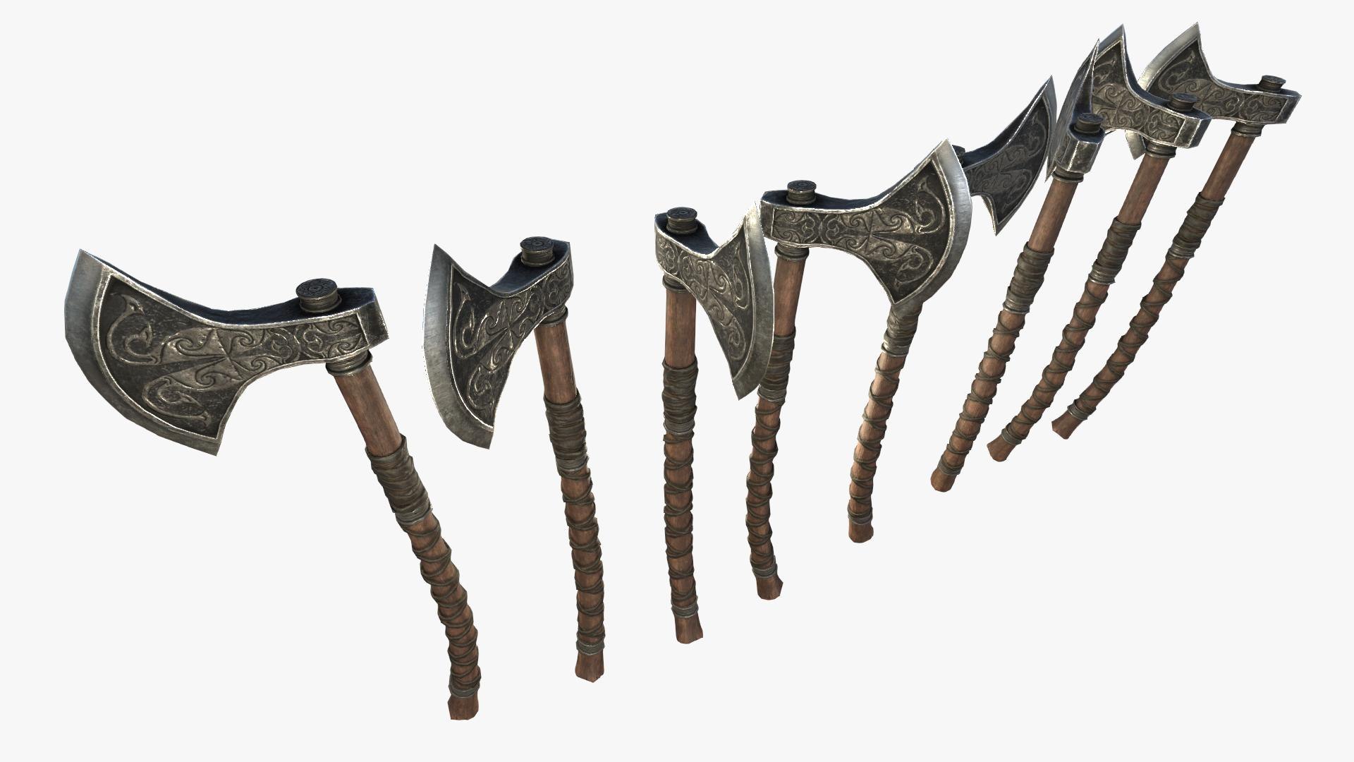 3D Fantasy Axe RPG Danish Dane English Long Hafted Axe Viking Ax Battle ...