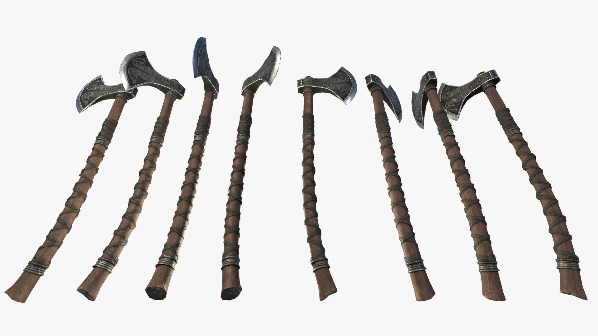 3D Fantasy Axe RPG Danish Dane English Long Hafted Axe Viking Ax Battle ...