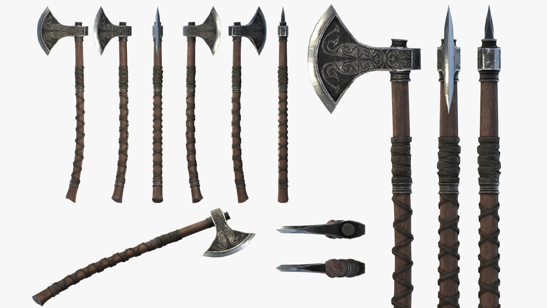 3D Fantasy Axe RPG Danish Dane English Long Hafted Axe Viking Ax Battle ...