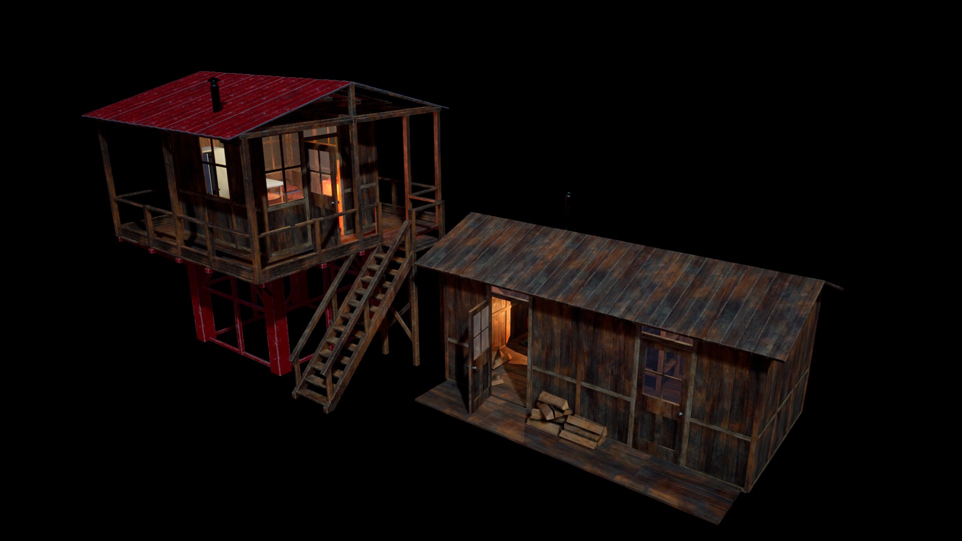 Modular Watchtower And House 3D Model - TurboSquid 1758203