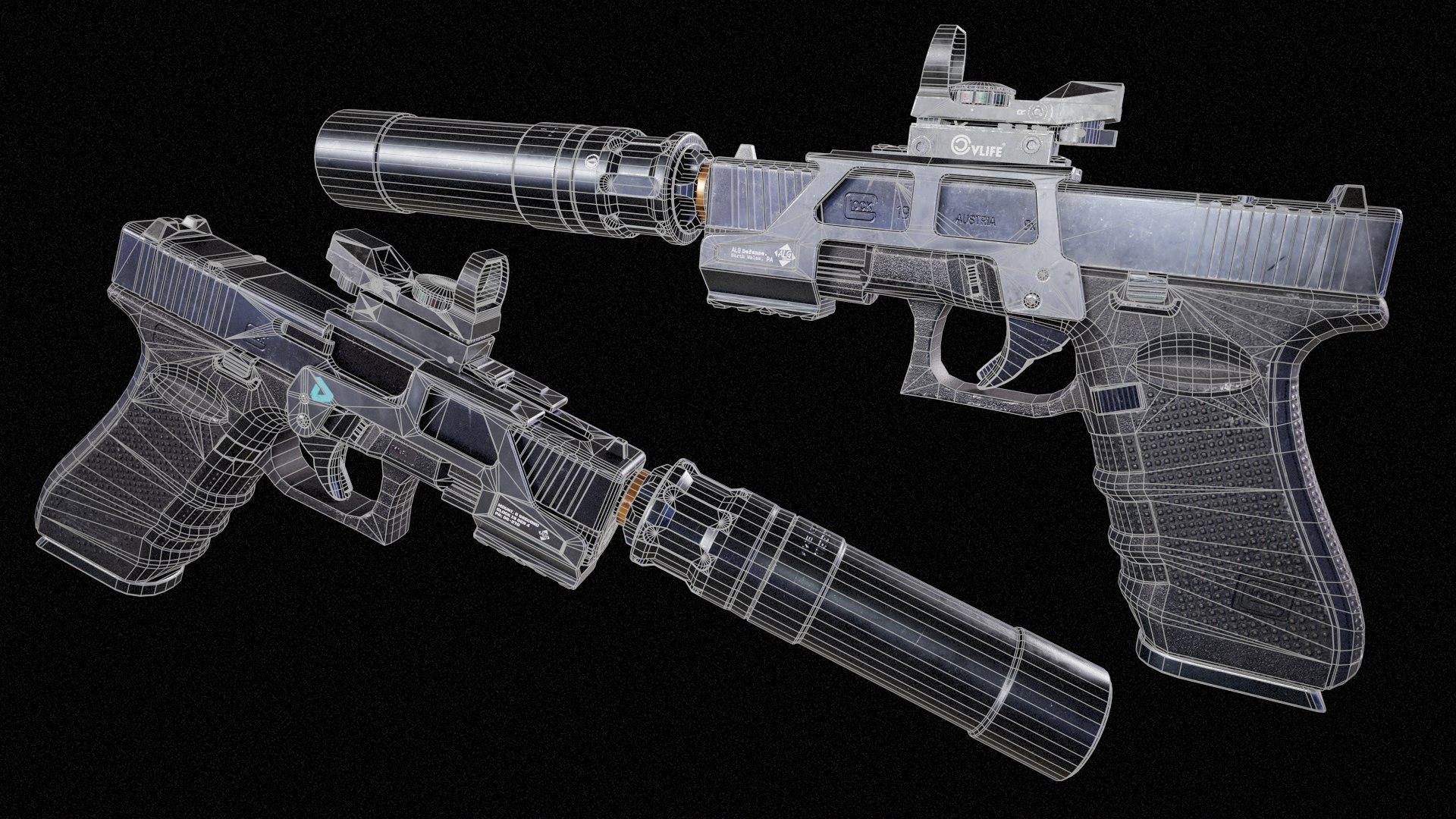 3D Glock 19 Gen 4 with Attachments - High Quality model - TurboSquid ...