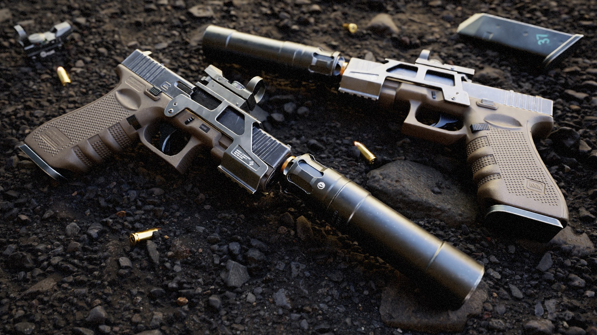 3D Glock 19 Gen 4 with Attachments - High Quality model - TurboSquid ...