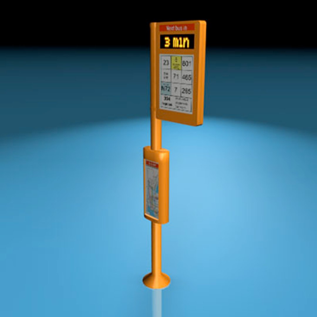 3d Bus Stop Pole Model