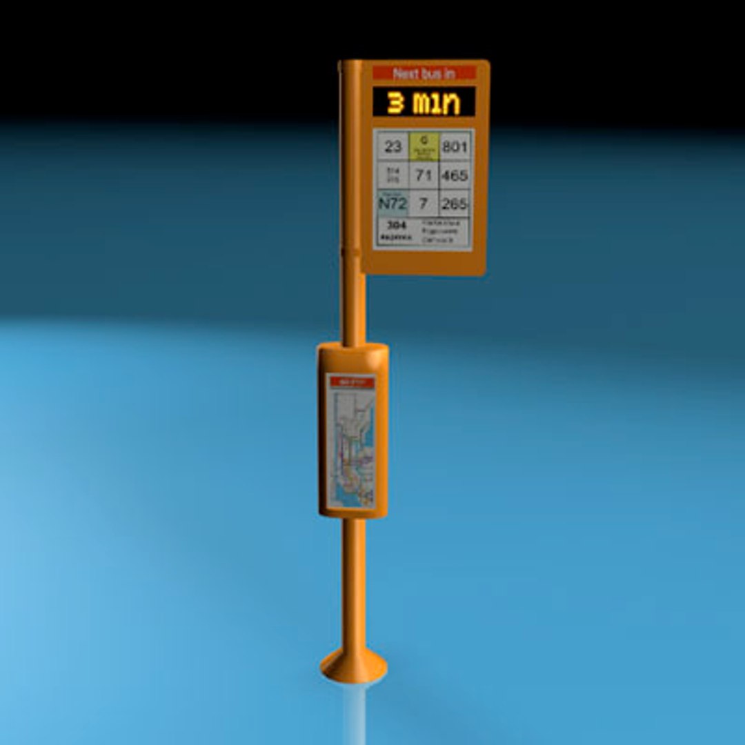 3d Bus Stop Pole Model