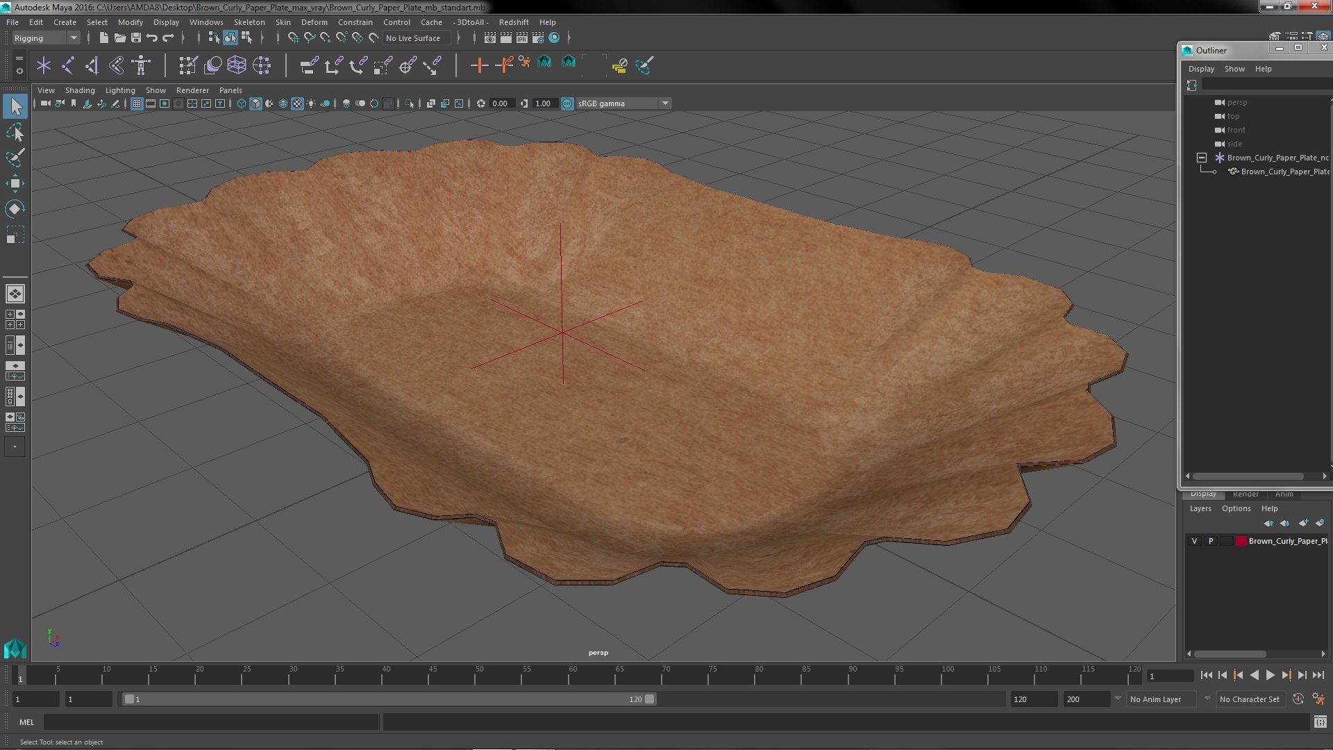 3D Brown Curly Paper Plate model - TurboSquid 2079662