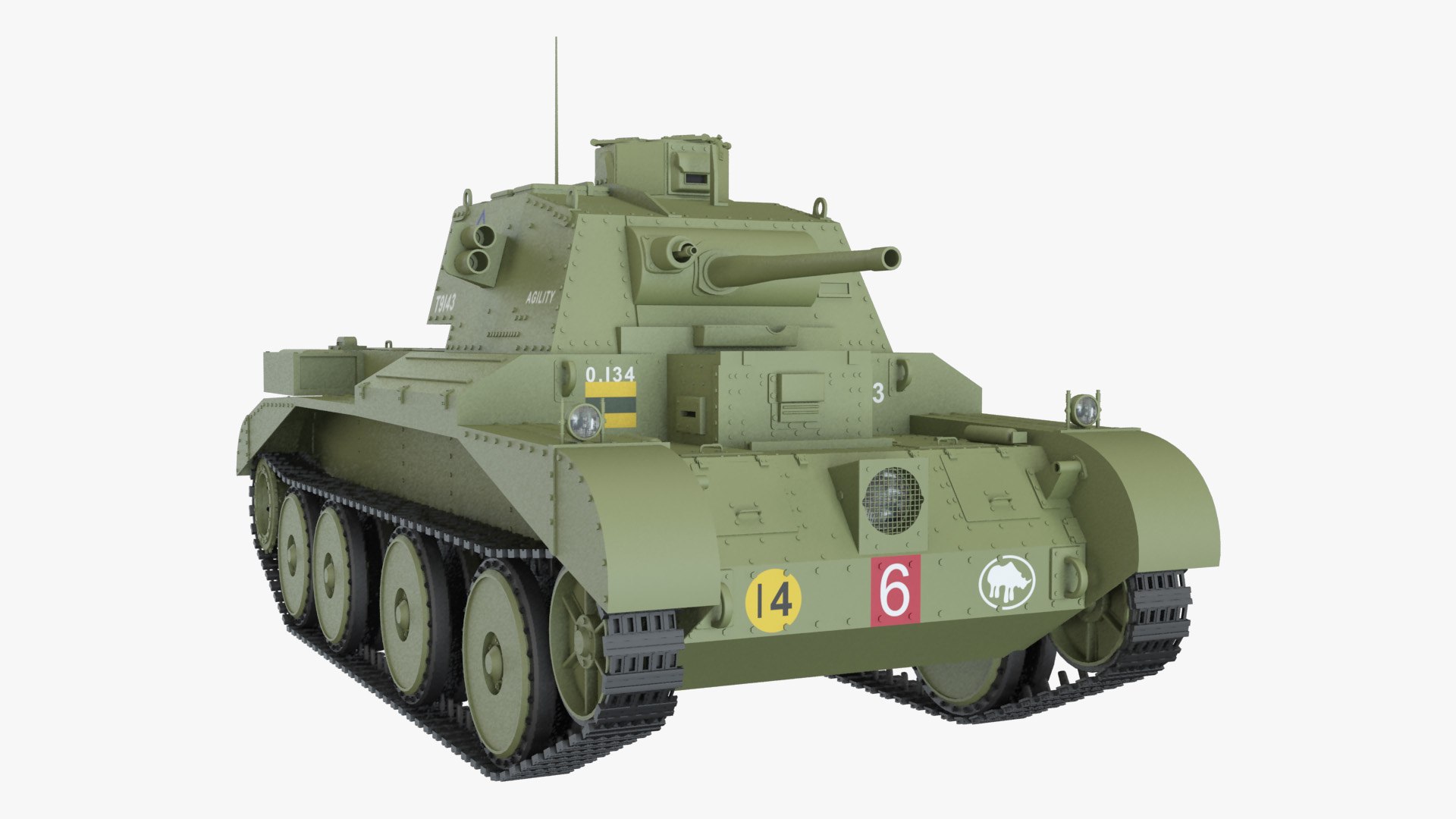 3D модель Cruiser Mark III A13 Зеленый - TurboSquid 1602248
