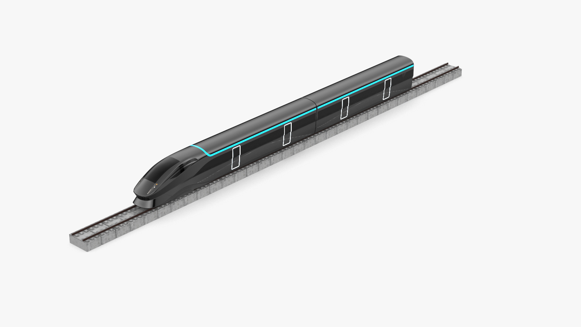 3D Futuristic Passenger Train On The Rails - TurboSquid 2261396