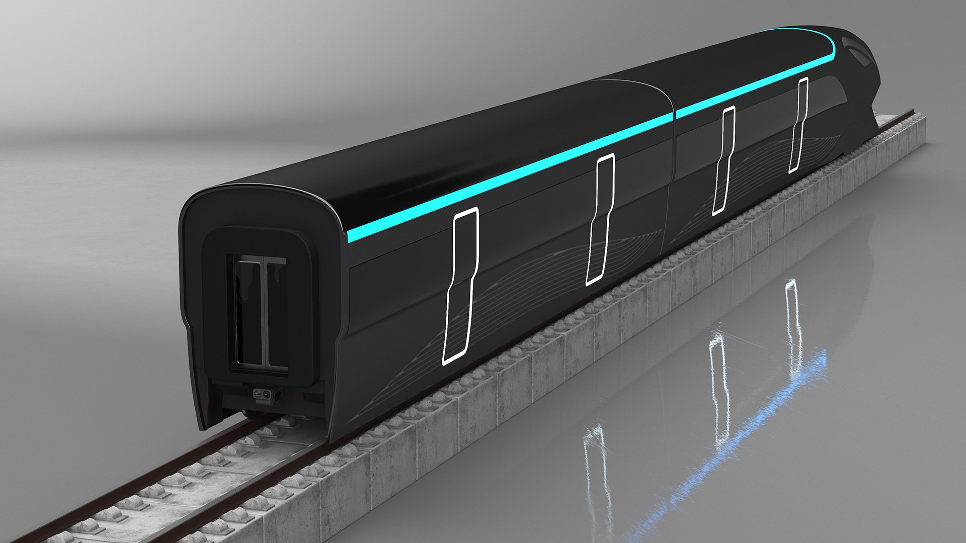 3D Futuristic Passenger Train On The Rails - TurboSquid 2261396
