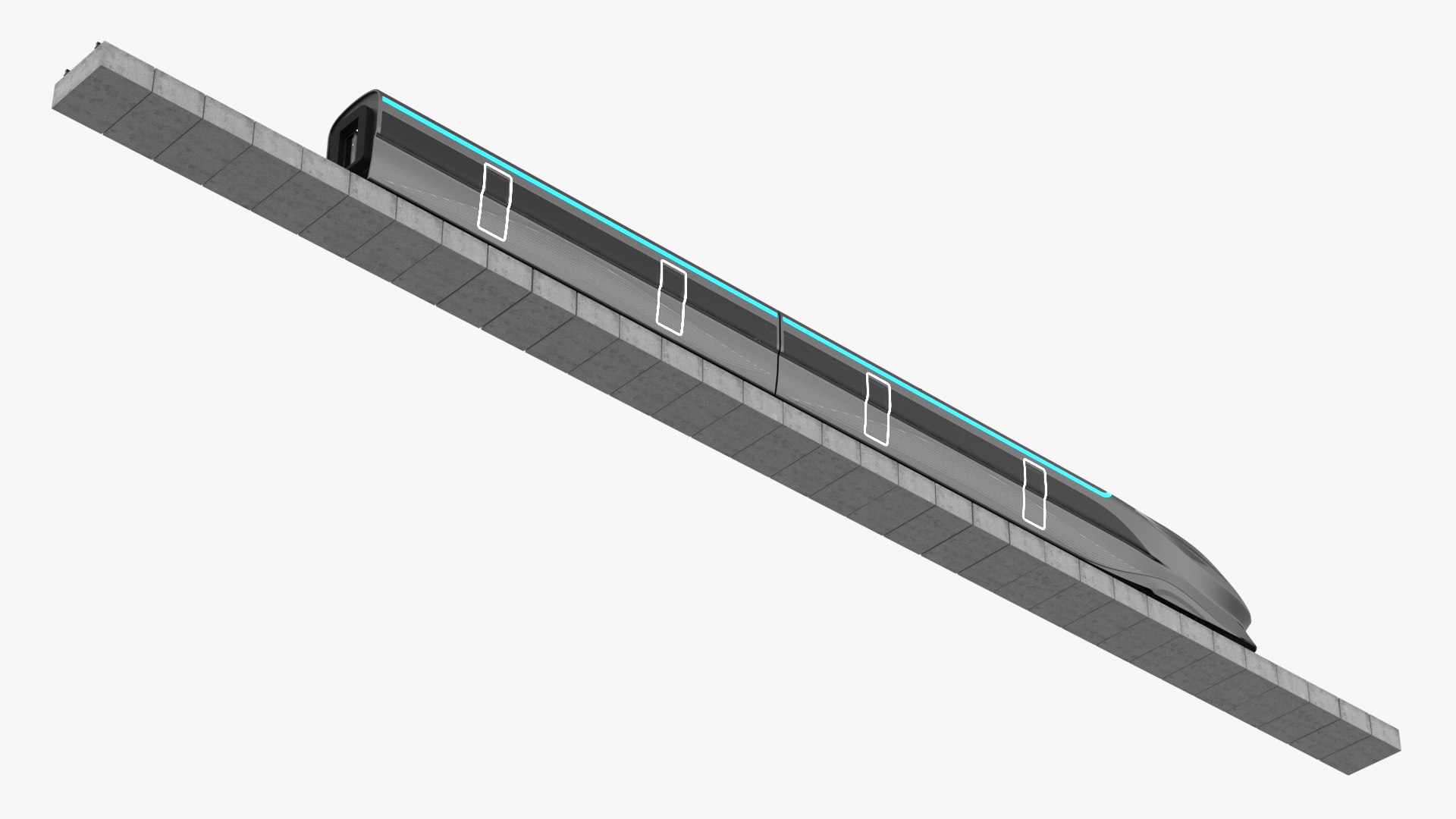 3D Futuristic Passenger Train On The Rails - TurboSquid 2261396