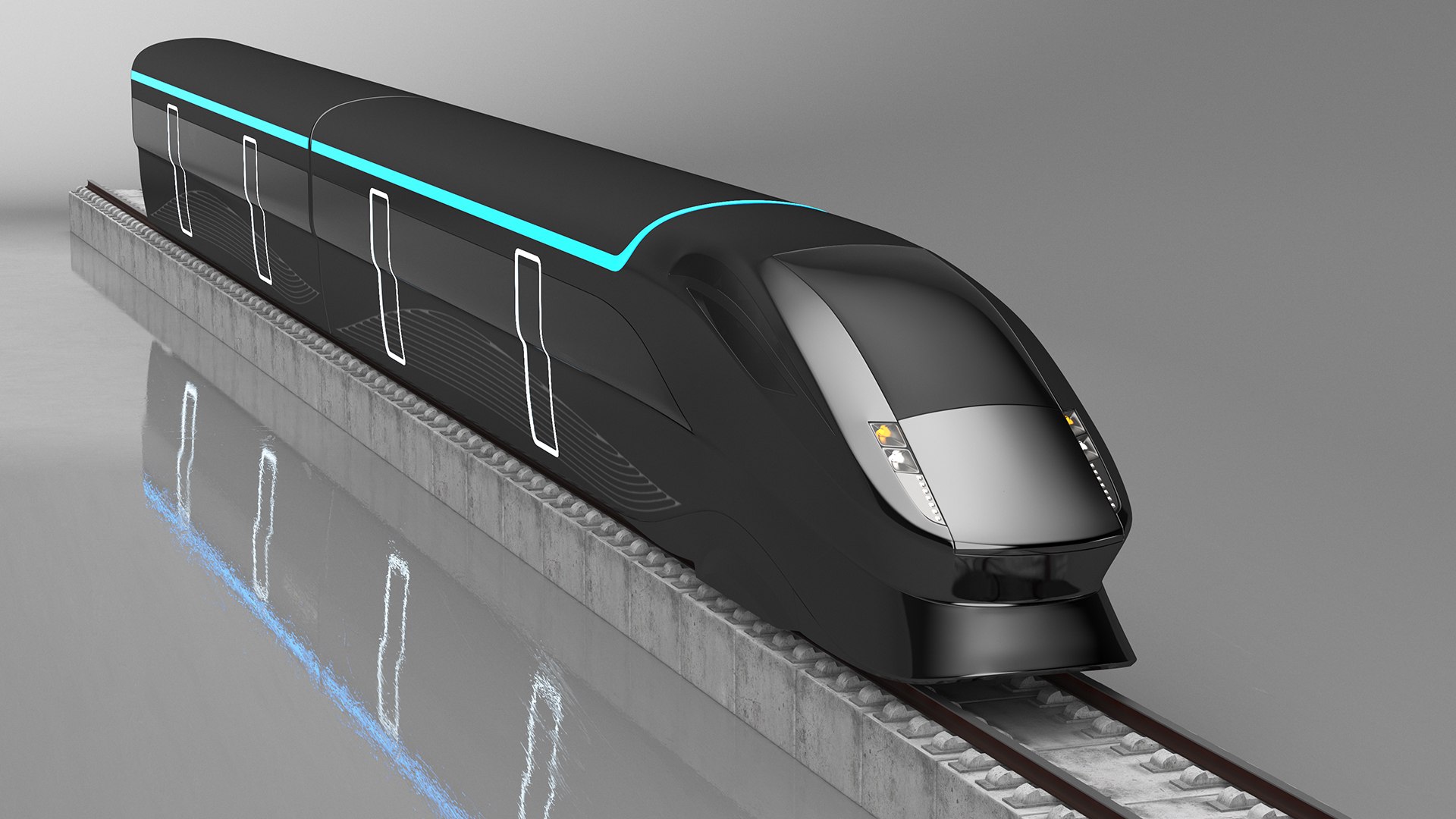 3D Futuristic Passenger Train On The Rails - TurboSquid 2261396
