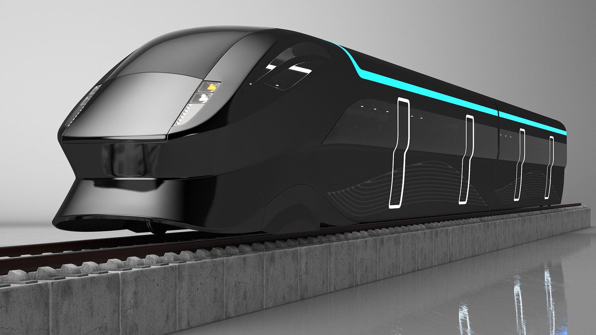 3D Futuristic Passenger Train On The Rails - TurboSquid 2261396