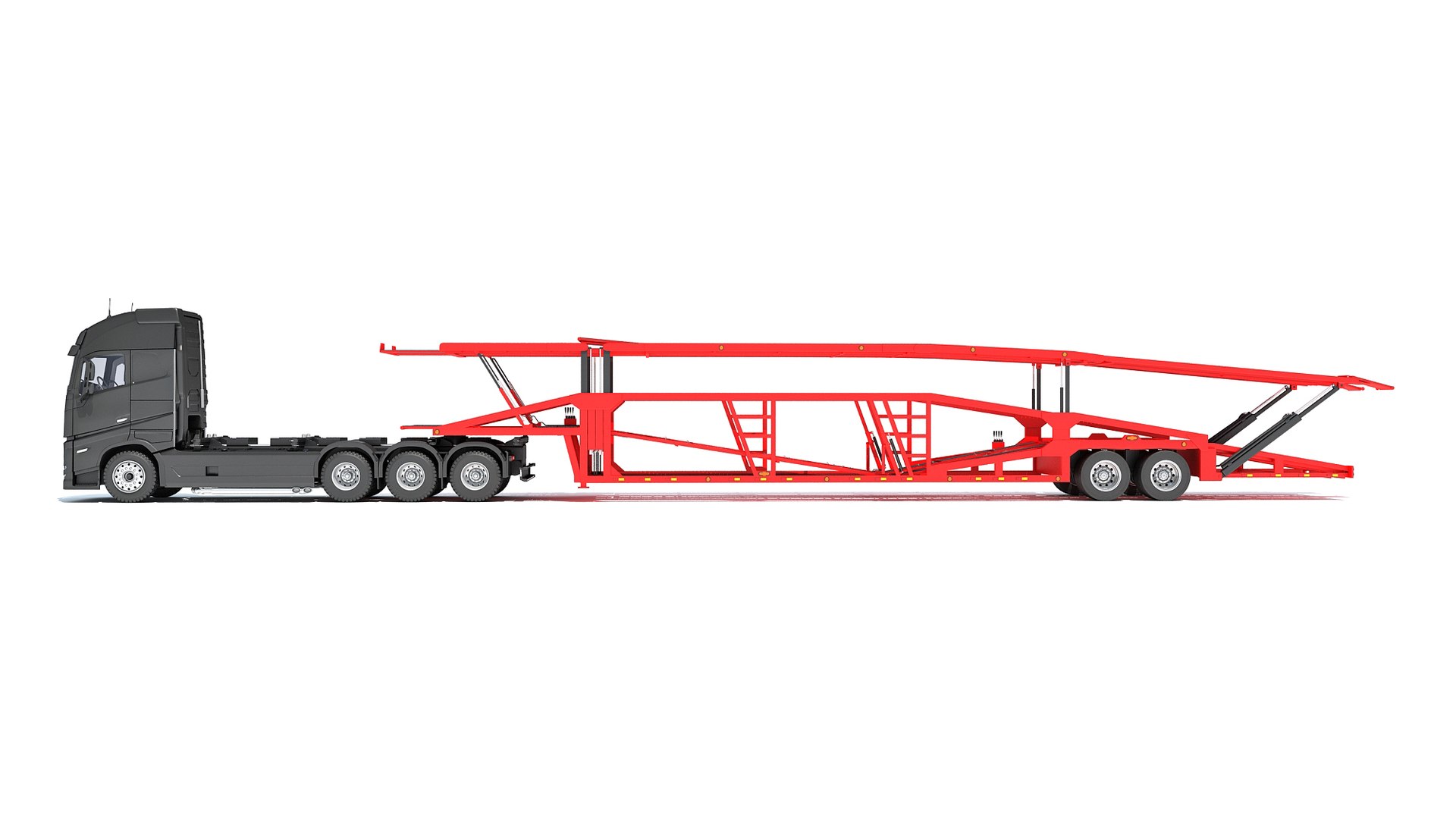 3D Car Hauler Trailer Semi Truck Model - TurboSquid 2262911