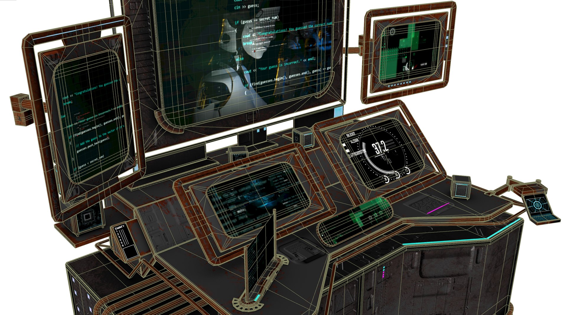 Game Ready Cyberpunk Rusty Table Model - TurboSquid 2283017