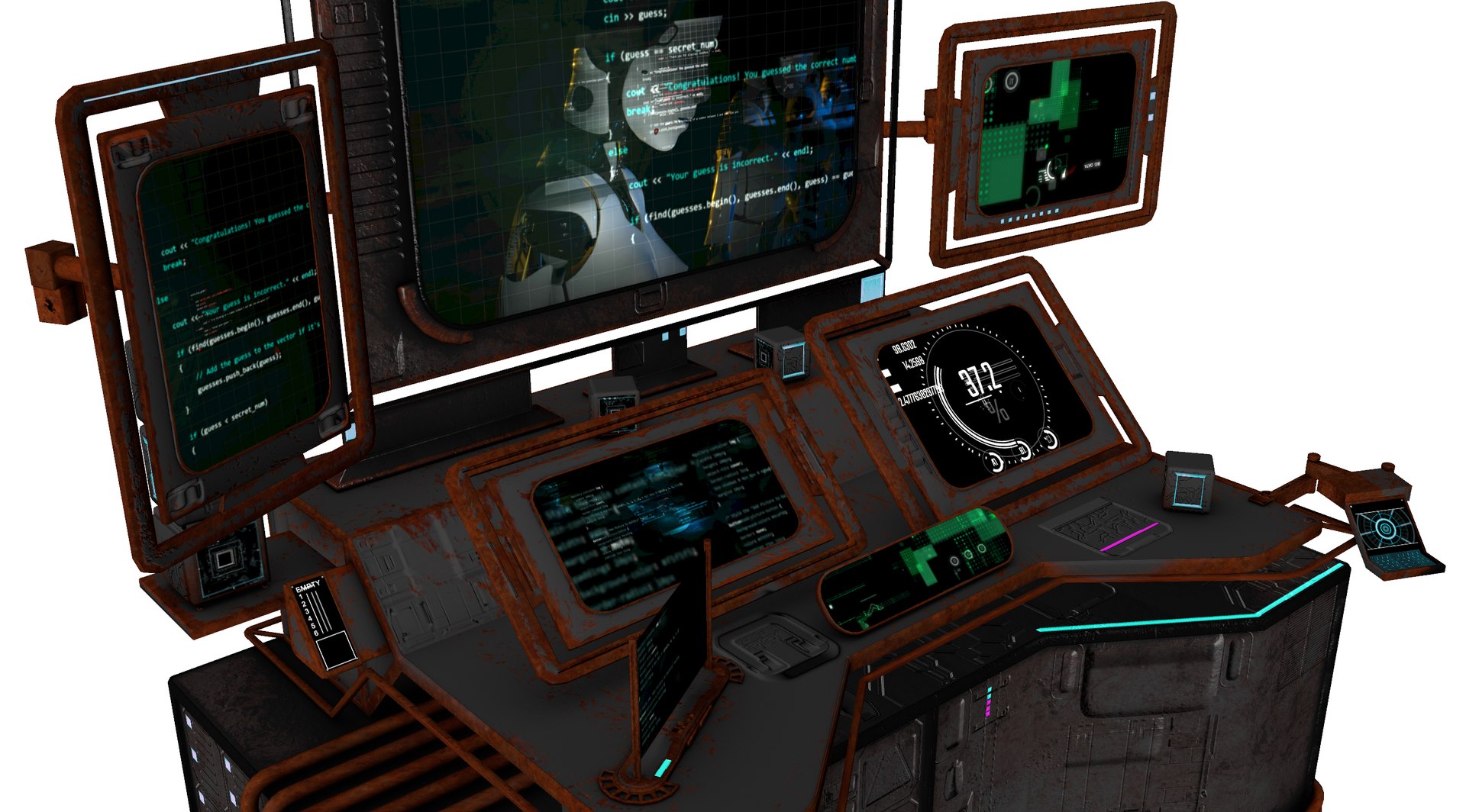 Game Ready Cyberpunk Rusty Table Model - TurboSquid 2283017