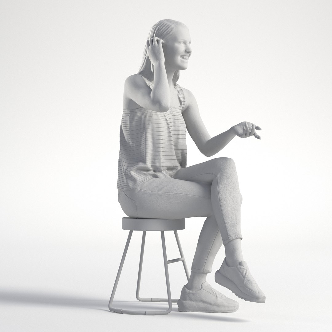 3D People Woman Grace 2214 Casual Sitting And Talking Cafe Restaurant ...