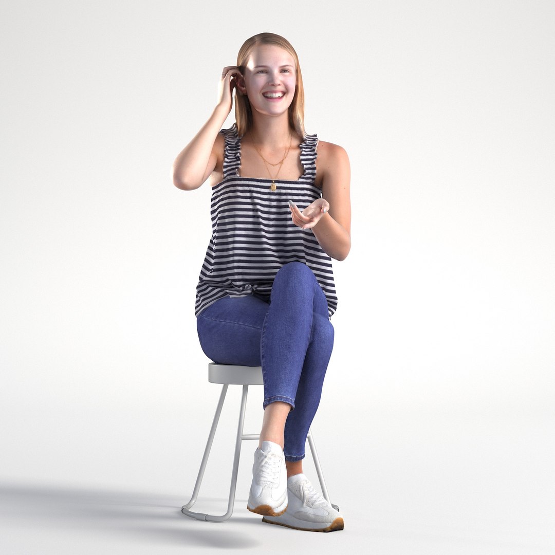 3D People Woman Grace 2214 Casual Sitting And Talking Cafe Restaurant ...