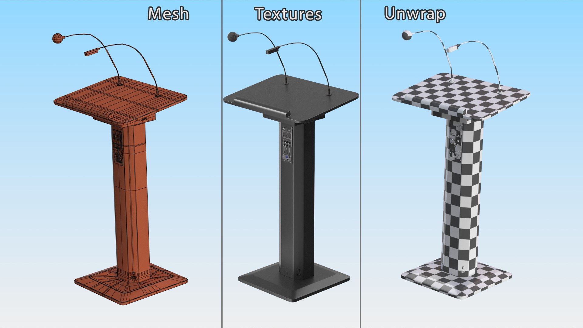 Lectern System Podium Ahuja ASL-3000R Black 3D model - TurboSquid 2063602