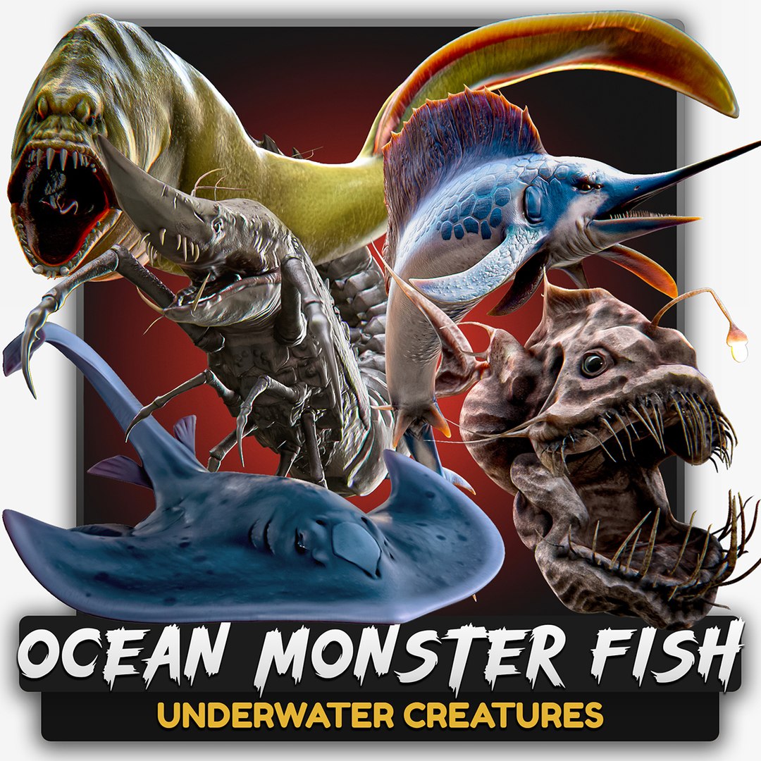 Ocean Monster Fish Pack - Horror fish 3d models - low poly fish 3D Art ...