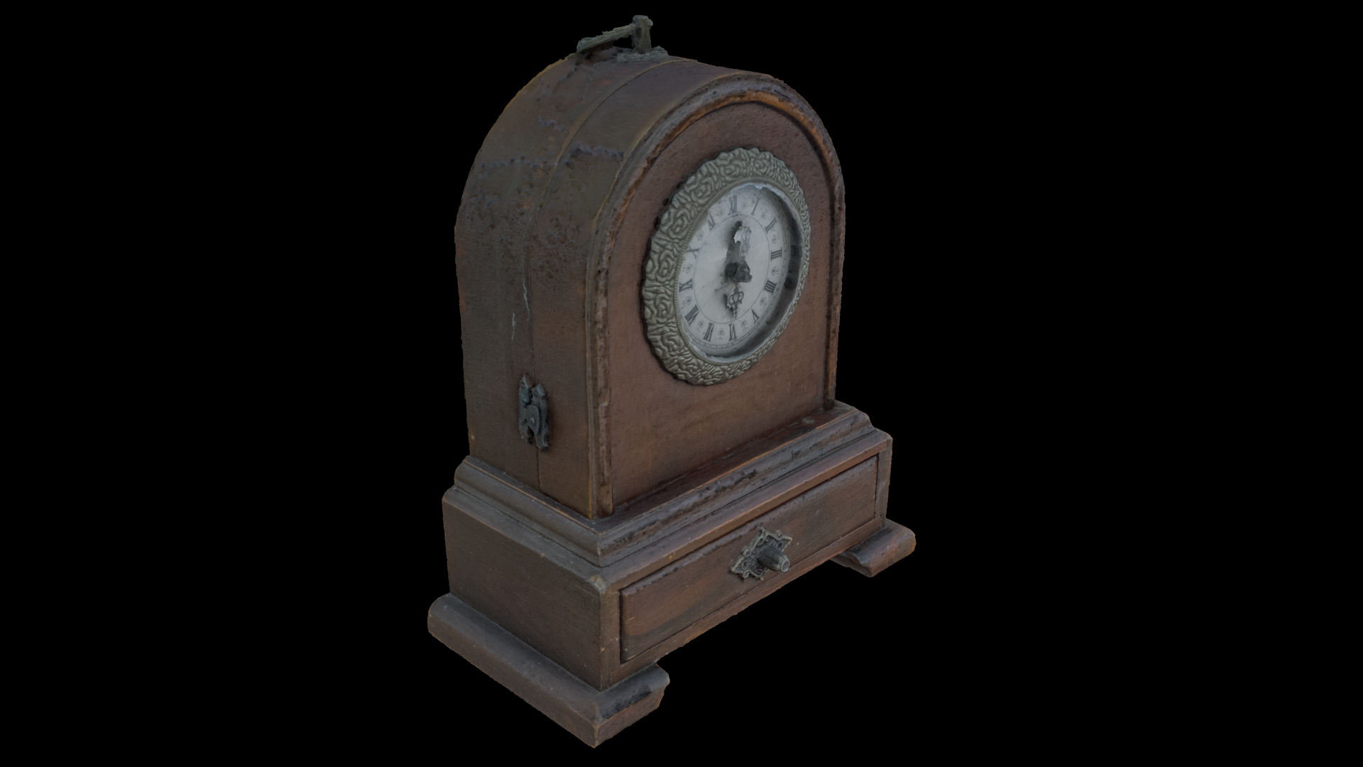 Antique wooden clock with drawer 3D - TurboSquid 2116901