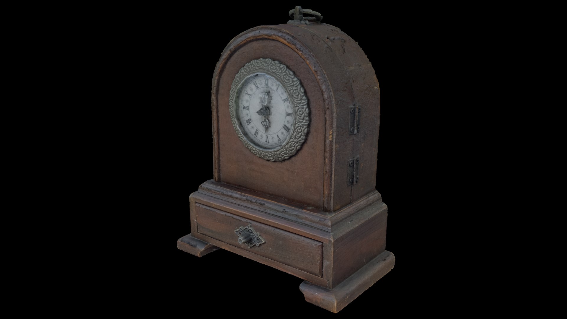 Antique wooden clock with drawer 3D - TurboSquid 2116901