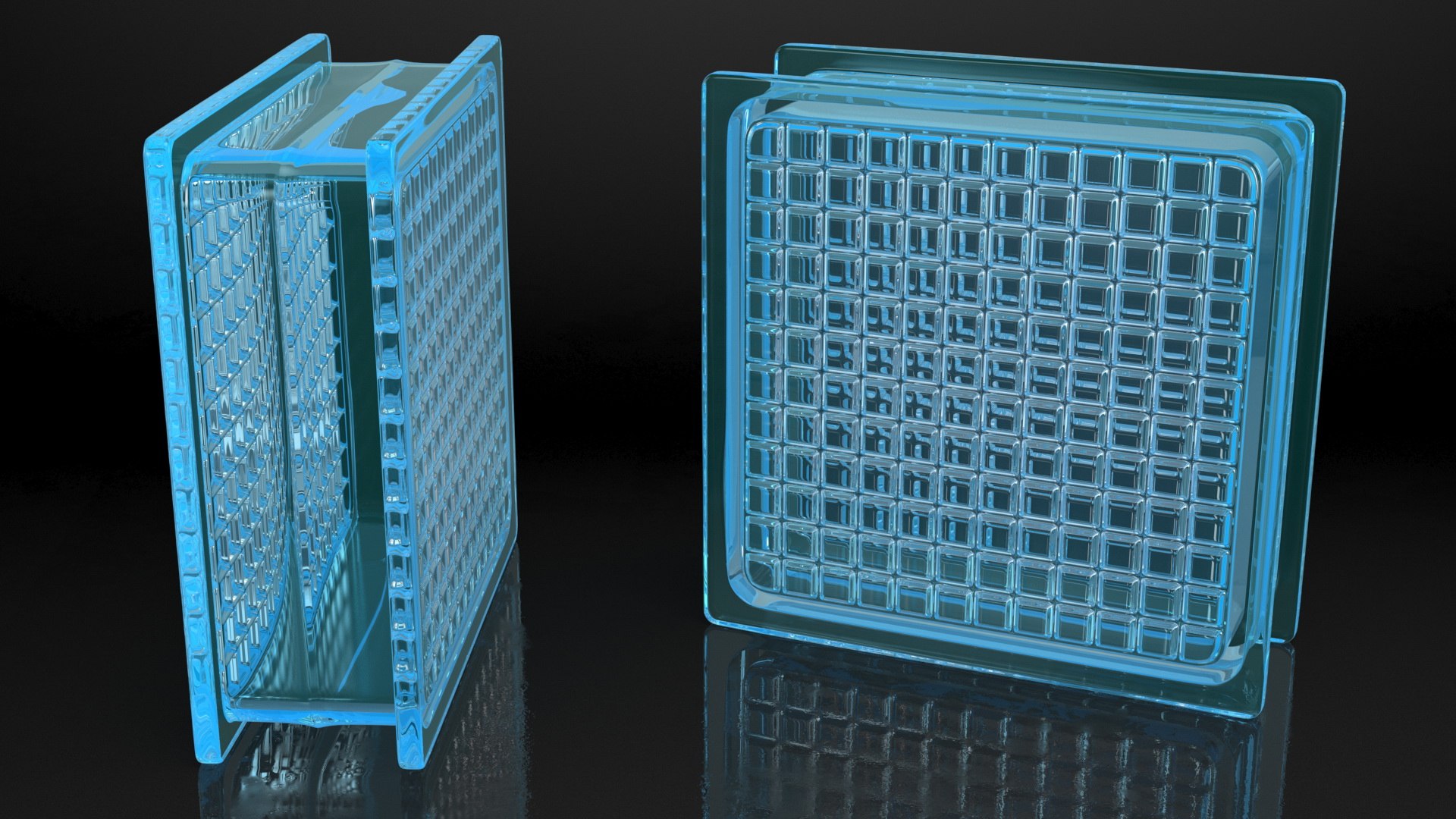 3D Quadra Glass Block Blue - TurboSquid 1830798