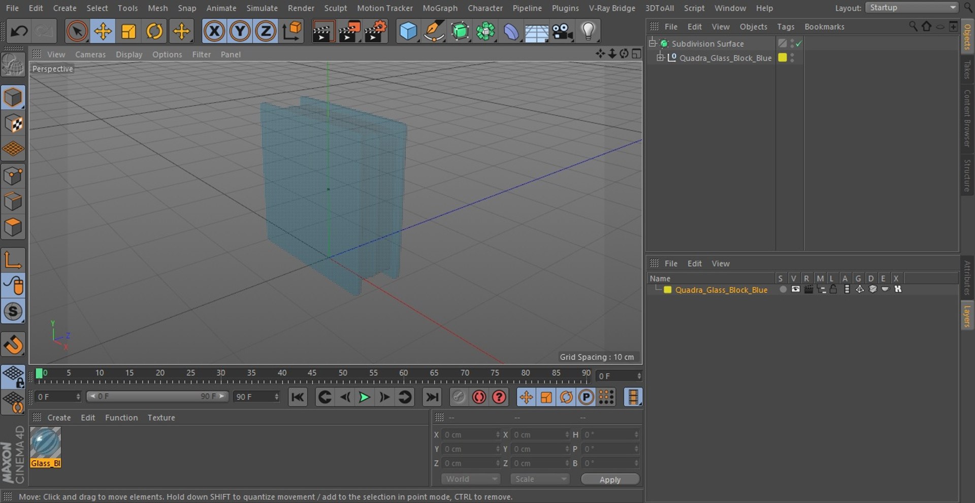 3D Quadra Glass Block Blue - TurboSquid 1830798