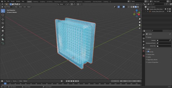 3D Quadra Glass Block Blue - TurboSquid 1830798