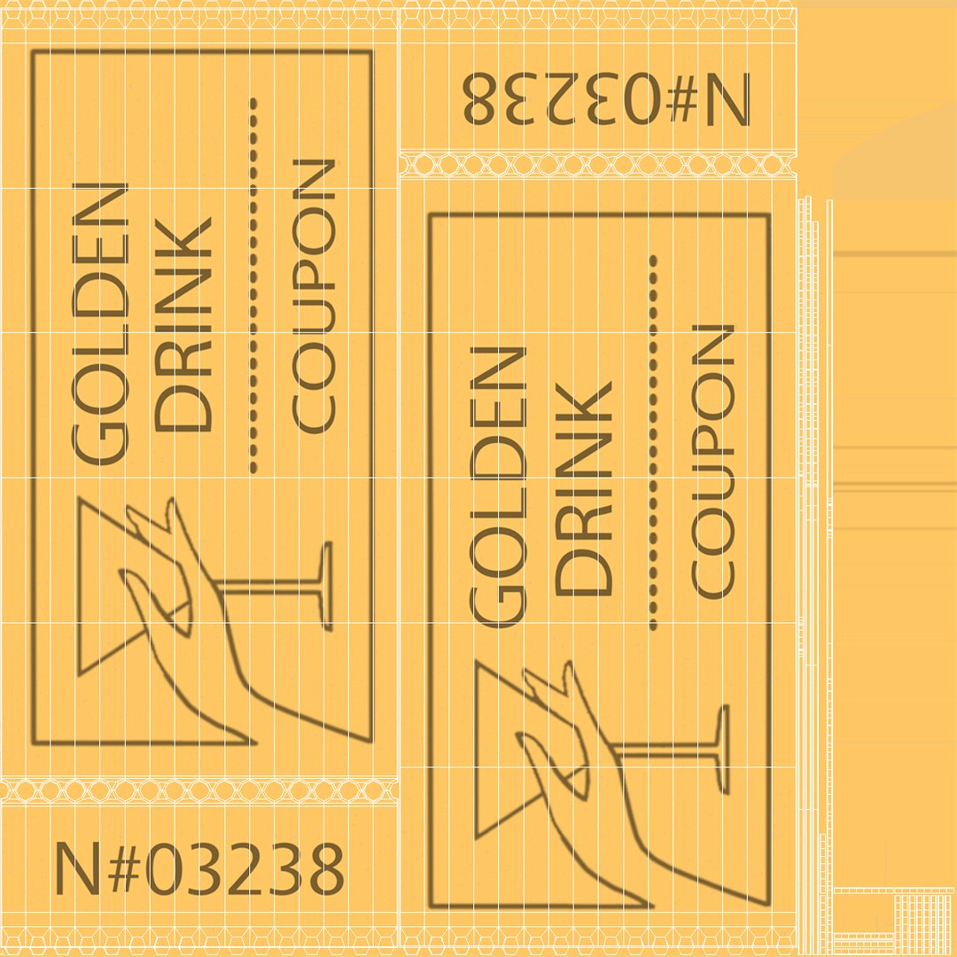 3D Model Drink Golden Coupon Ticket - TurboSquid 2238373