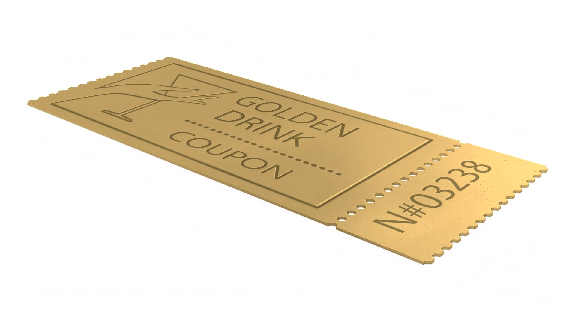 3D Model Drink Golden Coupon Ticket - TurboSquid 2238373