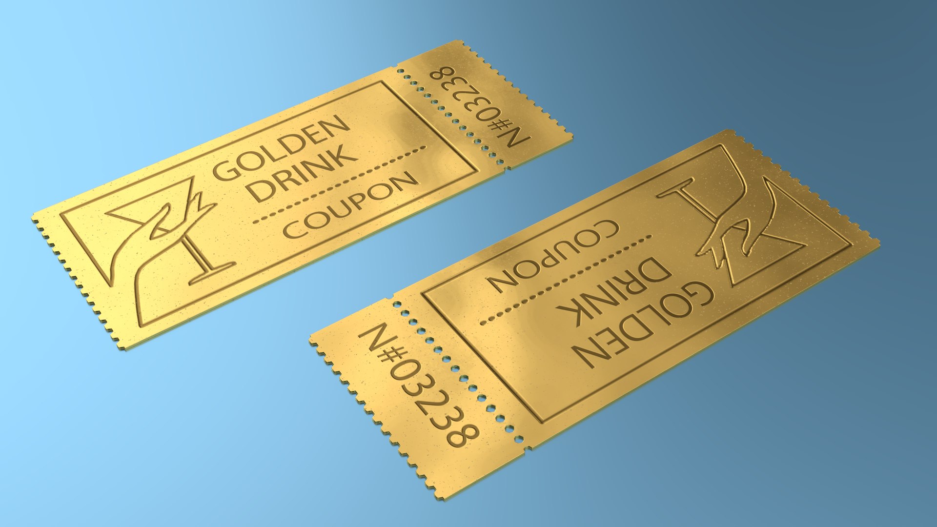 3D Model Drink Golden Coupon Ticket - TurboSquid 2238373